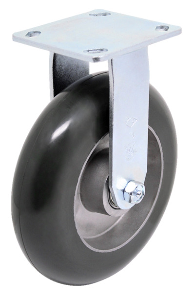 8” Cushion Rubber Wheel Rigid Caster for Cobble Stone on Bumpy Surfaces ...